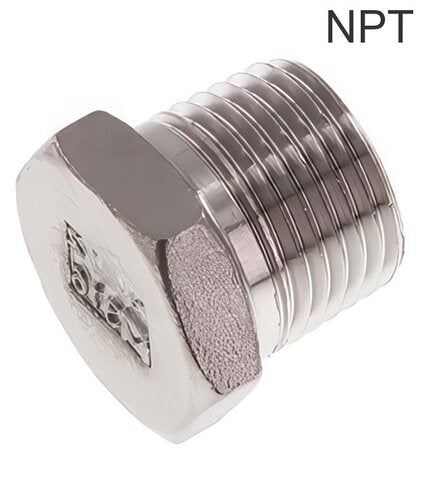 Closing Plugs Stainless Steel NPT-Threads Outer Hex PN16 | Tameson.com
