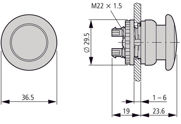 Eaton RMQ-Titan M22-DRP-R Emergency Mushroom Pushbutton - 216745 [5 Pi | Tameson.com