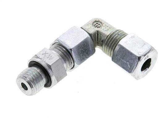 8S & M14x1.5 Zink plated Steel Elbow Cutting Fitting with Male Threads 630 bar Adjustable ISO ...