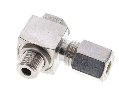 6L & M10x1 Stainless Steel Swivel Joint Compression Fitting with Male Threads 315 bar Rotatable ...