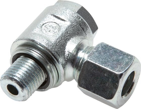 35L & M42x2 Zink plated Steel Swivel Joint Cutting Fitting with Male Threads 160 bar NBRO-ring ...