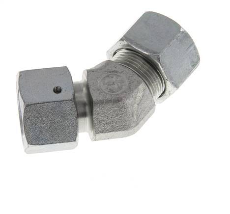 16S Zink plated Steel 45deg Elbow Cutting Fitting with Swivel 400 bar NBR O-ring Sealing Cone ...