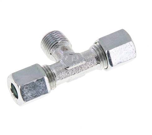 6LL & M10x1 (con) Zink plated Steel T-Shape Tee Cutting Fitting with Male Threads 100 bar ISO ...