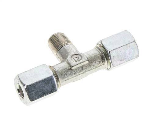 6L & R1/8'' Zink plated Steel T-Shape Tee Cutting Fitting with Male Threads 315 bar ISO 8434-1 ...