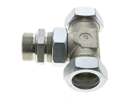 42L & M48x2 Zink plated Steel T-Shape Tee Cutting Fitting with Male Threads 160 bar Adjustable ...