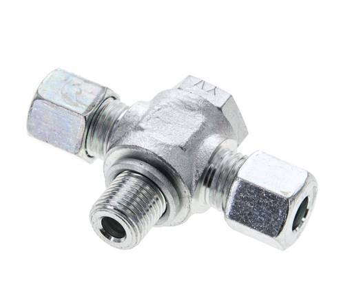 8L & G1/4'' Zink plated Steel Tee Swivel Joint Cutting Fitting with Ma | Tameson.com