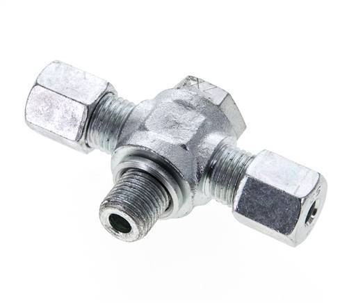 6S & G1/4'' Zink plated Steel Tee Swivel Joint Cutting Fitting with Male Threads 400 bar ISO ...
