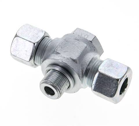12S & G3/8'' Zink plated Steel Tee Swivel Joint Cutting Fitting with M | Tameson.com
