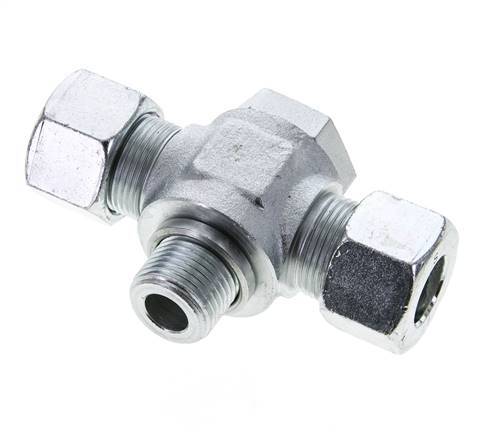 16S & G1/2'' Zink plated Steel Tee Swivel Joint Cutting Fitting with Male Threads 400 bar ISO ...