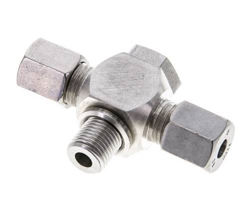 6S & G1/4'' Stainless Steel Tee Swivel Joint Cutting Fitting with Male Threads 400 bar ISO 8434 ...