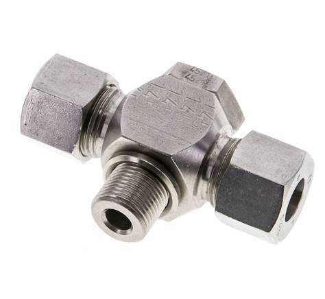 12S & G3/8'' Stainless Steel Tee Swivel Joint Cutting Fitting with Male Threads 400 bar ISO 8434 ...