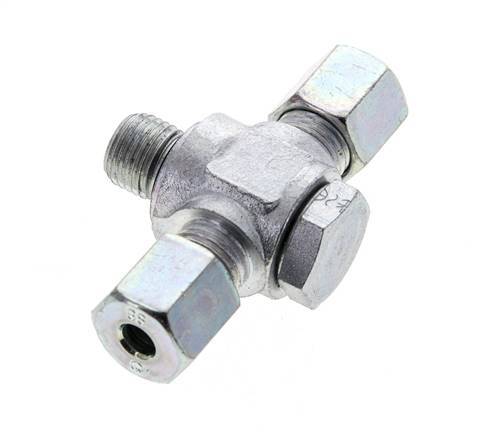 6S & G1/4'' Zink plated Steel Tee Swivel Joint Cutting Fitting with Ma | Tameson.com