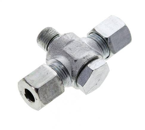 8S & G1/4'' Zink plated Steel Tee Swivel Joint Cutting Fitting with Male Threads 400 bar NBR ISO ...