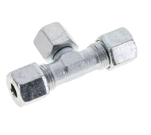 8S Zink plated Steel T-Shape Tee Cutting Fitting with Swivel 630 bar NBR Adjustable ISO 8434-1 ...