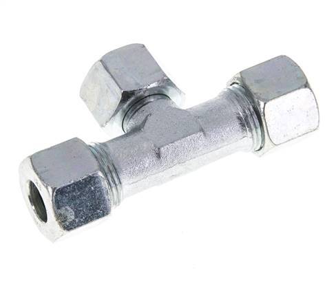 12S Zink plated Steel T-Shape Tee Cutting Fitting with Swivel 630 bar NBR Adjustable ISO 8434-1 ...