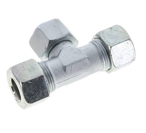 20S Zink plated Steel T-Shape Tee Cutting Fitting with Swivel 400 bar NBR Adjustable ISO 8434-1 ...