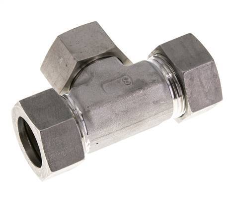 28L Stainless Steel T-Shape Tee Cutting Fitting with Swivel 160 bar FKM Adjustable ISO 8434-1 ...