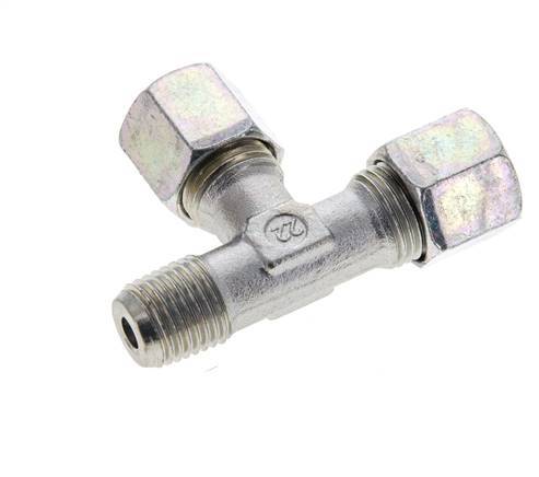 8S & M14x1.5 (con) Zink Plated Steel Right Angle Tee Cutting Fitting with Male Threads 630 bar ...