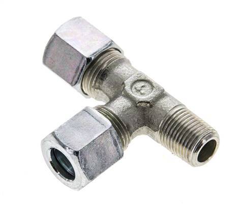 8LL & R1/8'' Zink Plated Steel Right Angle Tee Cutting Fitting with Male Threads 100 bar ISO ...
