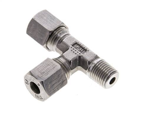 8S & R1/4'' Stainless Steel Right Angle Tee Cutting Fitting with Male Threads 630 bar ISO 8434-1 ...