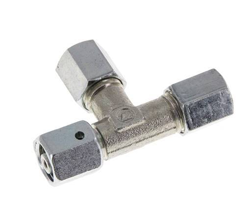 6L Zink Plated Steel Right Angle Tee Cutting Fitting with Swivel 315 bar NBR Adjustable ISO 8434 ...