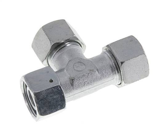 20S Zink Plated Steel Right Angle Tee Cutting Fitting with Swivel 400 bar NBR Adjustable ISO ...