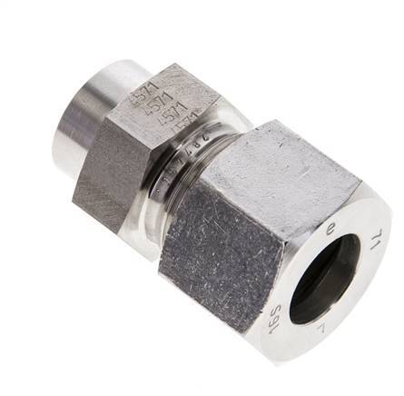16S & 21mm Stainless Steel Straight Cutting Fitting with Welding End 400 bar ISO 8434-1 ...