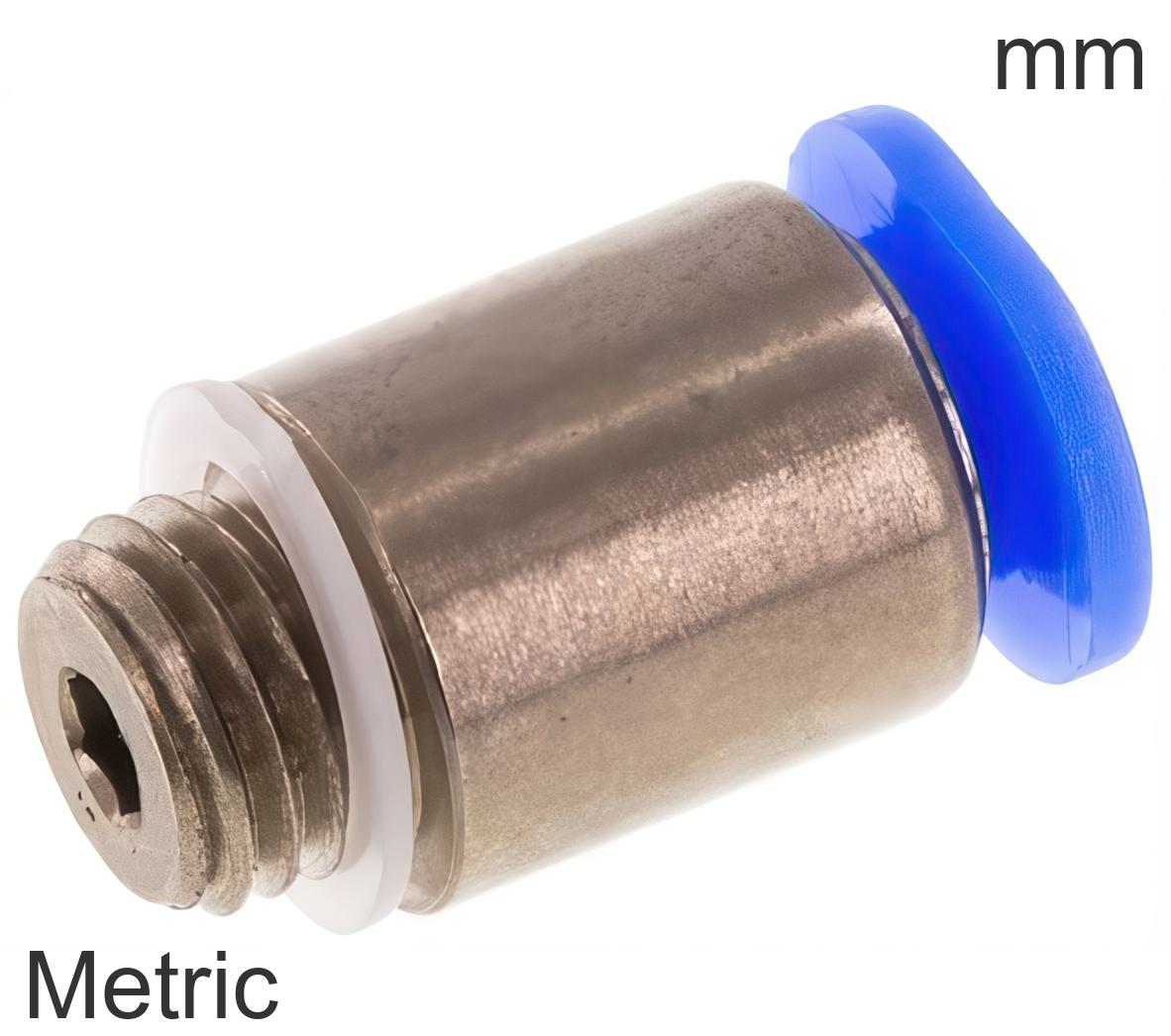 Push-In Fittings Brass and Plastic Metric-Threads Male Round Body ...