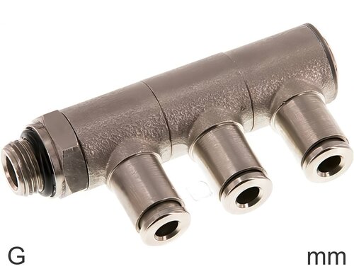 3-Way Distributor Push-In Fittings Brass G-Threads Male | Tameson.com