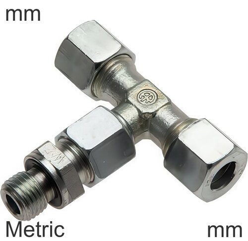 Compression Tee Fittings Stainless Steel Metric-Threads Male T-Shape ...