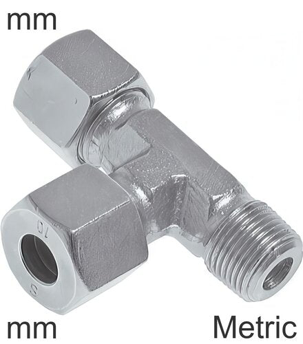 Compression Tee Fittings Stainless Steel Metric-Threads Male L-Shape ...