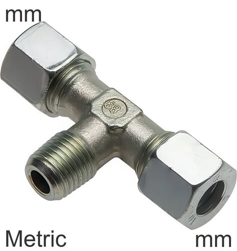 Compression Tee Fittings Stainless Steel Metric-Threads Male T-Shape ...
