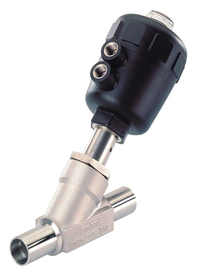 Welded End DN 65 NC Pneumatic 2-Way Angle Seat Valve Stainless Steel ...