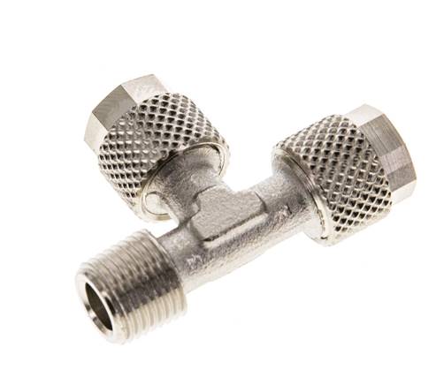 6x4 & R1/8'' Nickel Plated Brass Right Angle Tee Push-on Fitting with ...