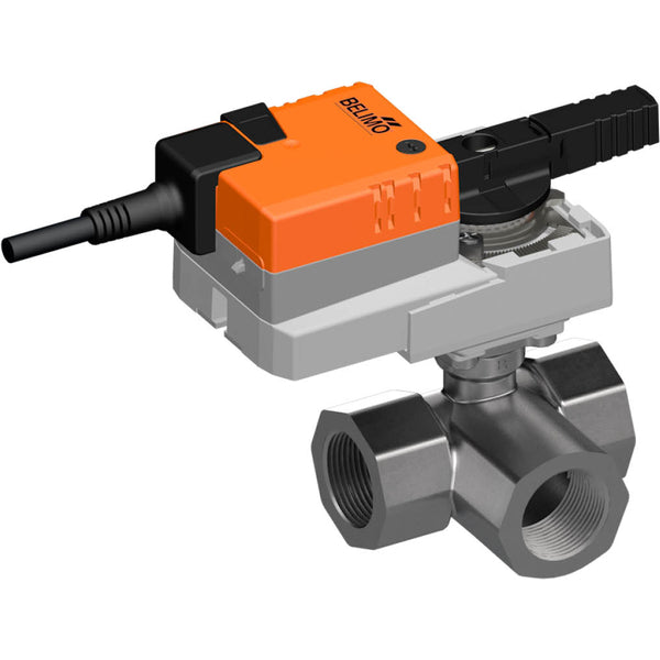 Belimo 3-Way Ball Valve Rp1-1/4 Kvs9 24VAC/DC 90s BACnet/Modbus 10Nm I ...