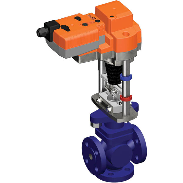 Belimo 3-Way Globe Valve DN32 Flange 20mm Stroke Kvs16 24VAC/DC Fail-S ...