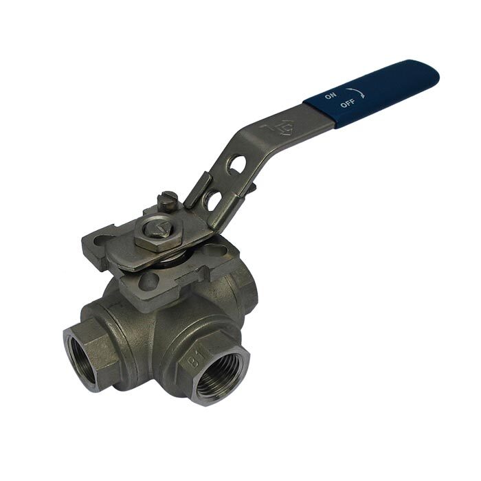 145T - G1/4" 3-Way (T) Ball Valve Stainless Steel F/F/F ISO-Top ...