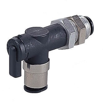 6mm - 4mm Bulkhead Union Elbow 2-Way Ball Valve Series 10 | Tameson.com