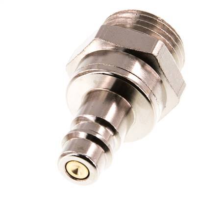 Nickel-plated Brass DN 7.2 (Euro) Air Coupling Plug G 1/2 inch Male Double Shut-Off | Tameson.com