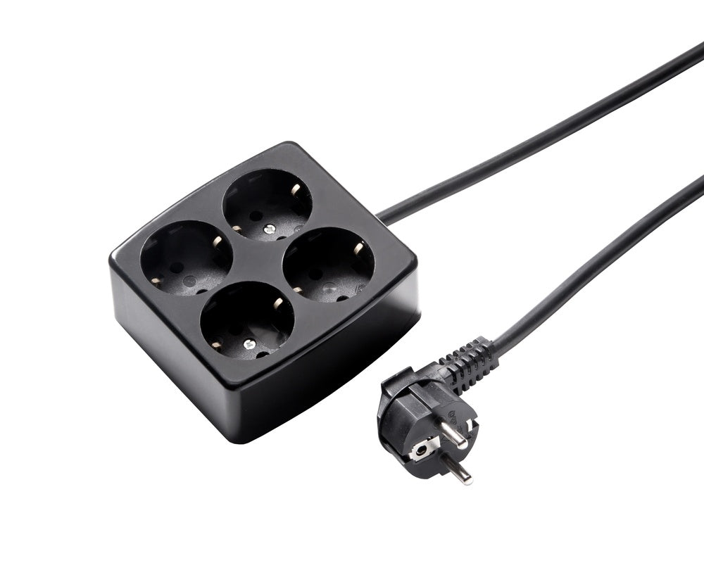 Martin Kaiser 4-Way Socket With Earthing Cable 1.5m Black (European So ...