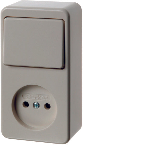 Hager Berker Combination Switch Socket Without Earth Contact White Sur ...