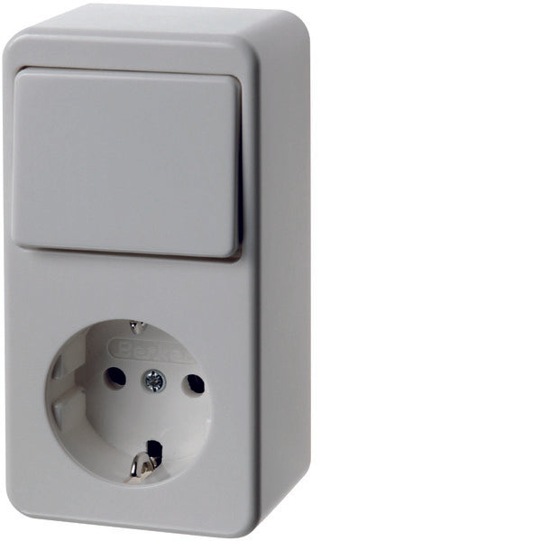 Hager Berker Combination Switch Socket Surface-Mounted Gloss Polar Whi ...