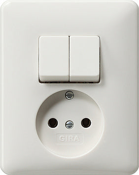 Gira Combination Socket Series System 55 Pure White - 047503 | Tameson.com