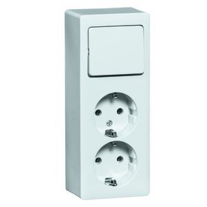 Peha Combination Switch Socket 2 Outlet with Earthing Pin White - 0027 ...