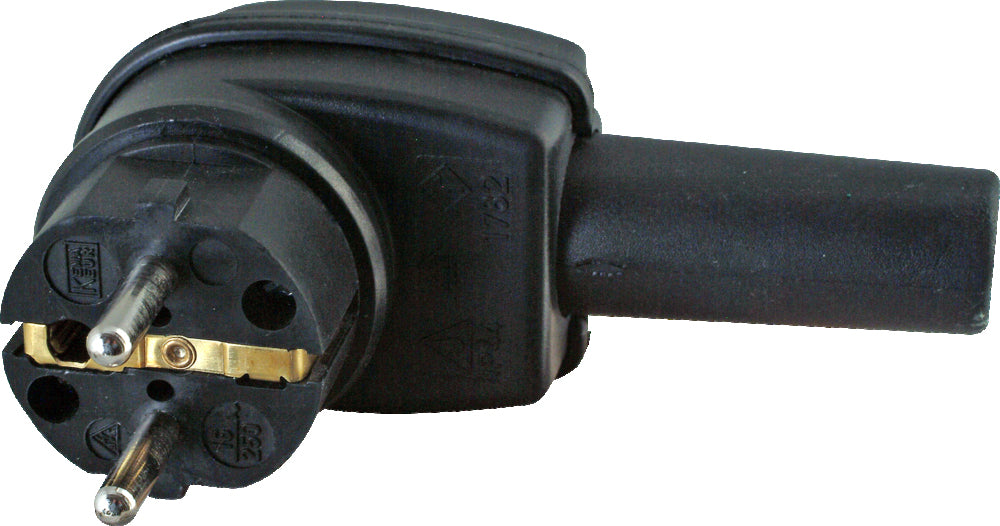 Right Angle Rubber Plug CEE 7/VII Black - 178216009 | Tameson.com