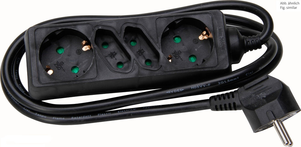 Kopp 4-Way Socket With Grounding Plug Black 1 Piece - 125905011 [20 Pi ...