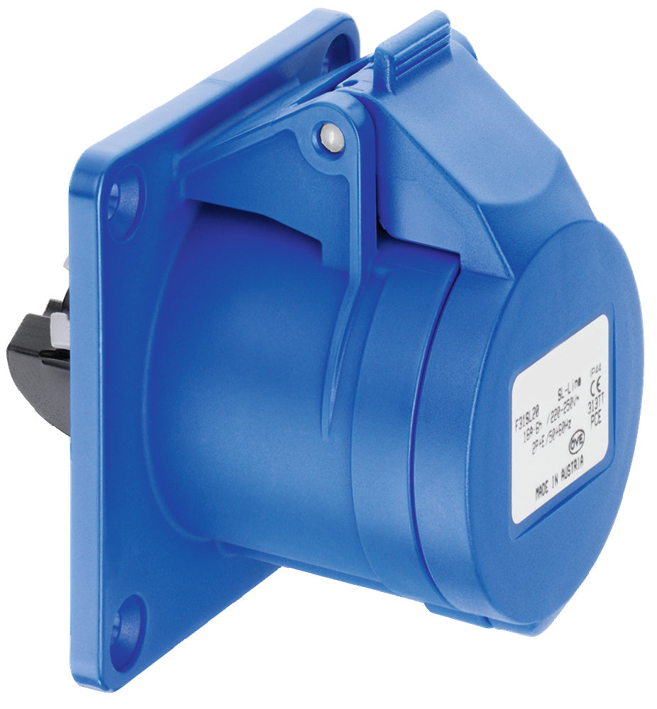ABL CEE Straight Flanged Socket 3 Pole 16A 230V IP54 Blue - F31S202 [1 ...