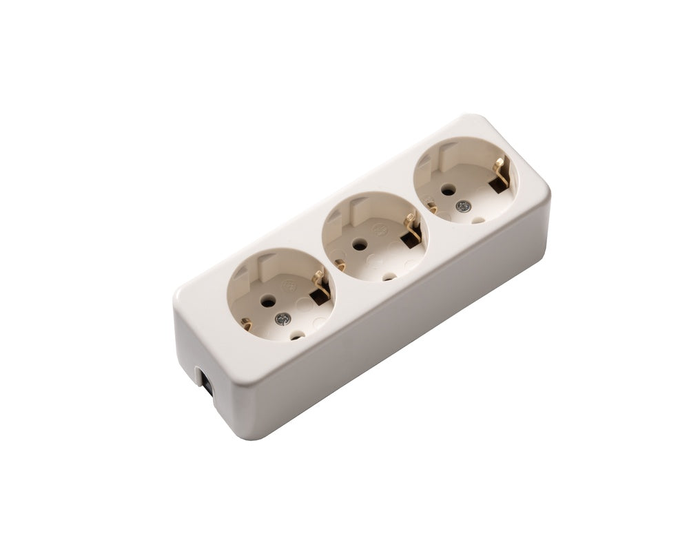 Martin Kaiser 3-Way White Socket With Earthing Contact (European Socke ...