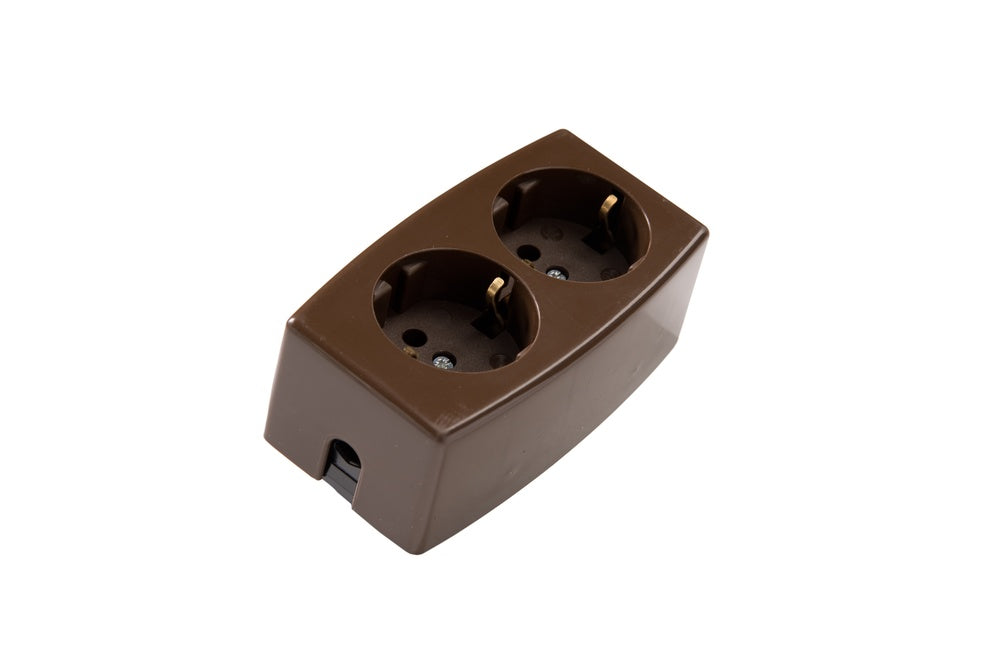 Martin Kaiser 2-Way Socket With Earthing Contact Brown (European Socket ...