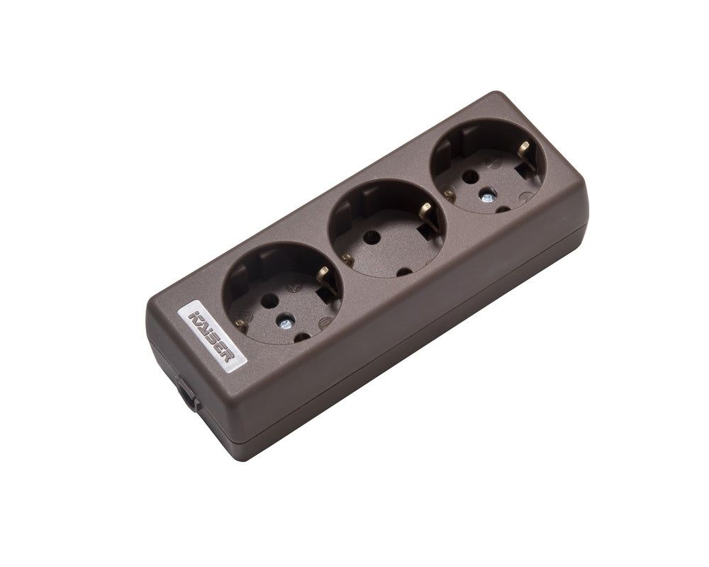Martin Kaiser 3-Way Socket With Earthing Contact Brown (European Socket ...